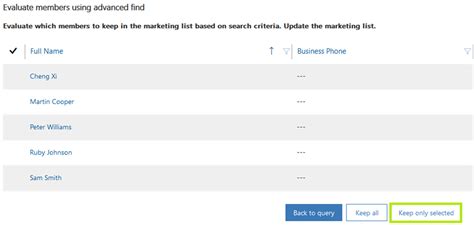 evaluating members in marketing lists using advanced find in dynamics