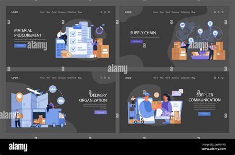 Supply Chain Set Comprehensive Stages Of Logistics From Production To
