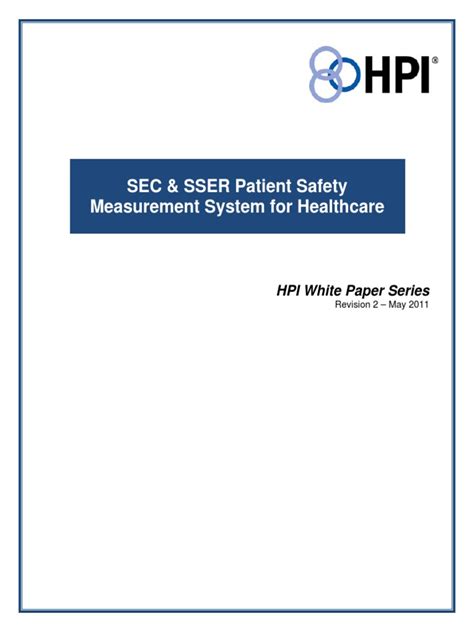 Sec And Sser Patient Safety Measurement System For Healthcare Hpi White Paper Series Pdf