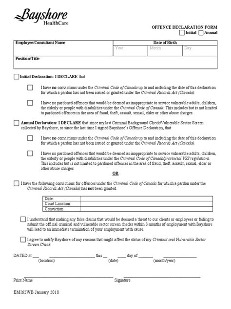 Copia De Annual Offence Declaration Fillable Pdf Criminal Record
