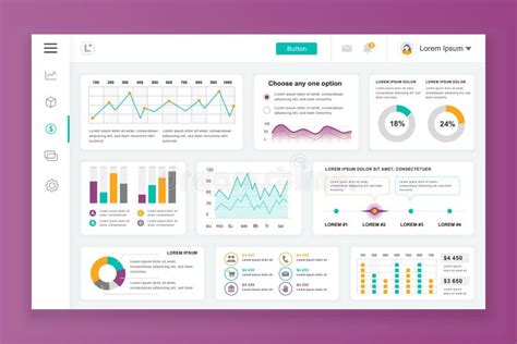 Modèle De Conception De Vecteur De Panneau Dinterface Utilisateur Admin De Tableau De Bord Avec