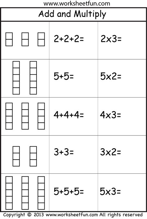 Repeated Addition Multiplication Worksheets