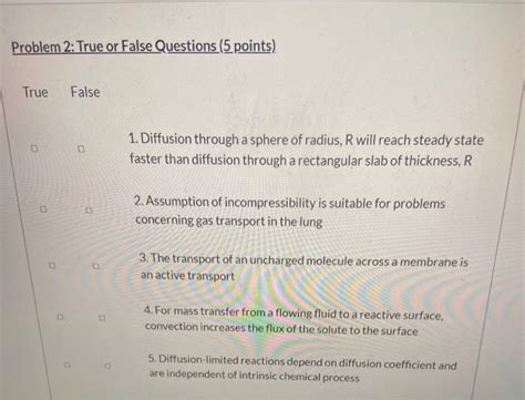 solved problem 2 true or false questions 5 points true