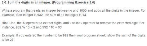 Solved Sum The Digits In An Integer Programming Chegg
