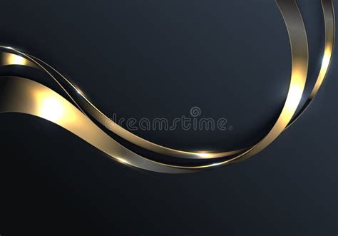 Abstract 3d Elegant Golden Wave Curved Lines And Lighting Effect On