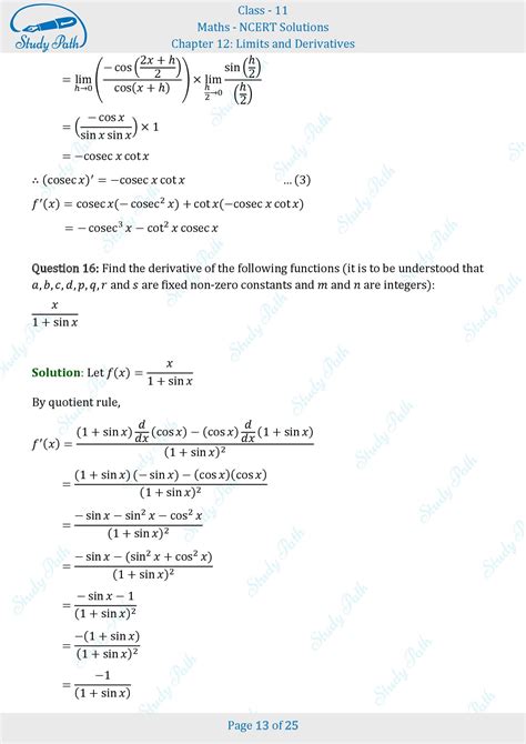 Ncert Solutions For Class 11 Maths Chapter 12 Miscellaneous Exercise Limits And Derivatives