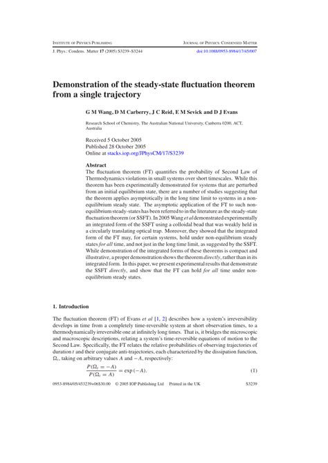 Pdf Demonstration Of The Steady State Fluctuation Theorem From A Single Trajectory