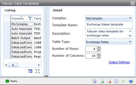 Managing Tabular Data Templates