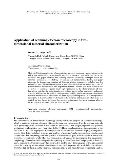 Pdf Application Of Scanning Electron Microscopy In Two Dimensional