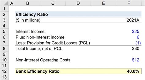 Bank Efficiency Ratio Formula Calculator