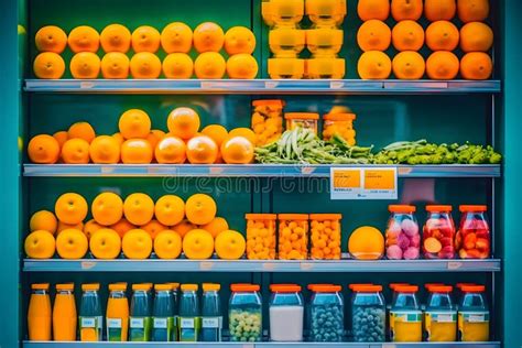 Supermarket Vegetables Showcase With Different Fruits And Vegetables Neural Network Ai