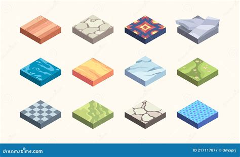 Isometric Ground Platforms Rock And Earth Surfaces Grass Layers