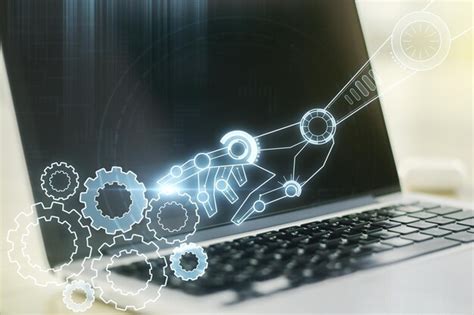 Premium Photo Double Exposure Of Robotics Technology Hologram On