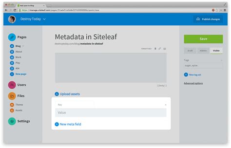 metadata in siteleaf siteleaf