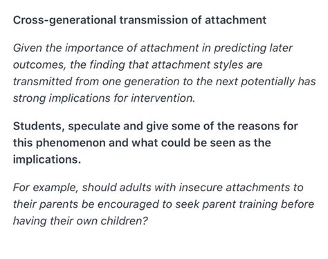 Solved Cross Generational Transmission Of Attachment Given