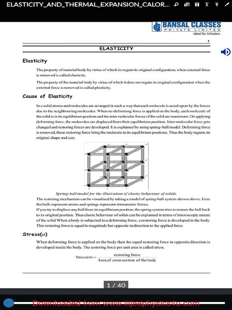 Chap7 Elasticity And Thermal Expansion Calorimetry Pdf