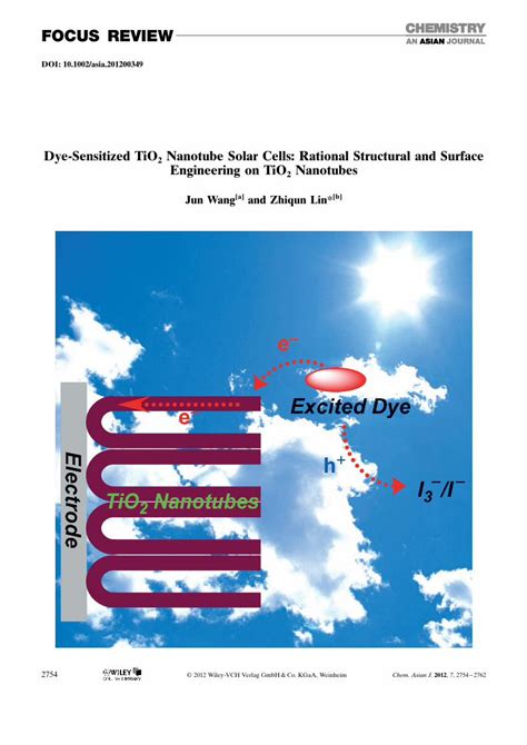 Pdf Dyesensitized Tio2 Nanotube Solar Cells Rational Structural And Surface Engineering