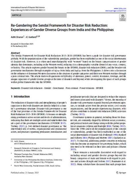 Sendai Framework Related Research Preventionweb