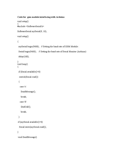 Code For Gsm Module Interfacing With Arduino Pdf