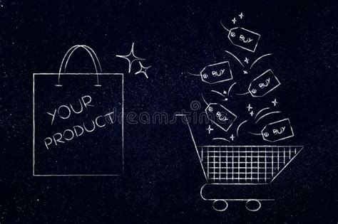 your product vs others shopping bag next to cart with price tags with