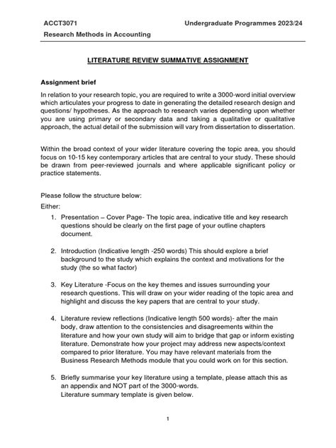 Acct3071 Research Methods In Accounting Summative Assignment Literature