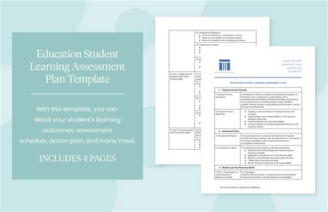 Education Student Learning Assessment Plan Template In Word Pdf