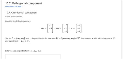 Orthogonal component ๑ Bookmark this page Chegg