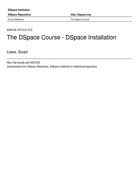 Module Dspace Installation Pdf Web Application Linux Distribution