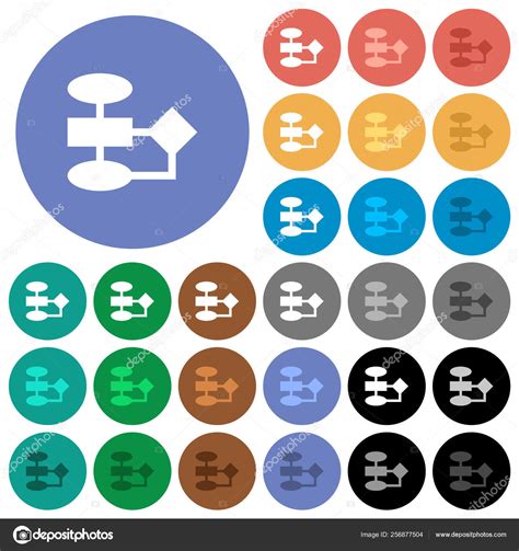 Flowchart Round Flat Multi Colored Icons Stock Vector By ©renegadehomie
