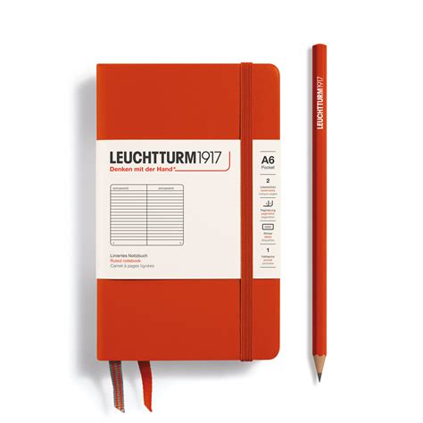 Notebook Pocket A6 Hardcover 187 Numbered Pages Fox Red Ruled LEUCHTTURM1917