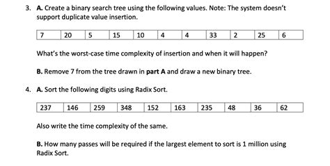 Solved 3 A Create A Binary Search Tree Using The Following
