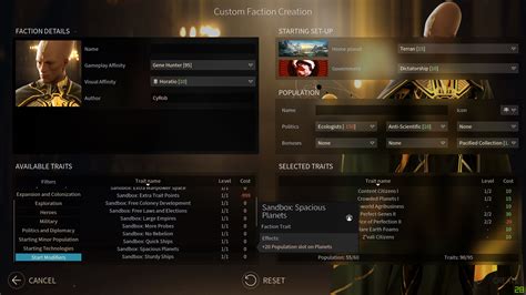 Traits Preview Image ES2 Sandbox Mod For Endless Space 2 ModDB