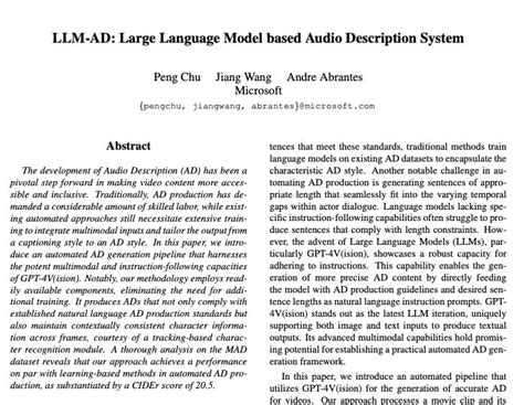 Ahsen Khaliq On Linkedin Llm Ad Large Language Model Based Audio Description System The