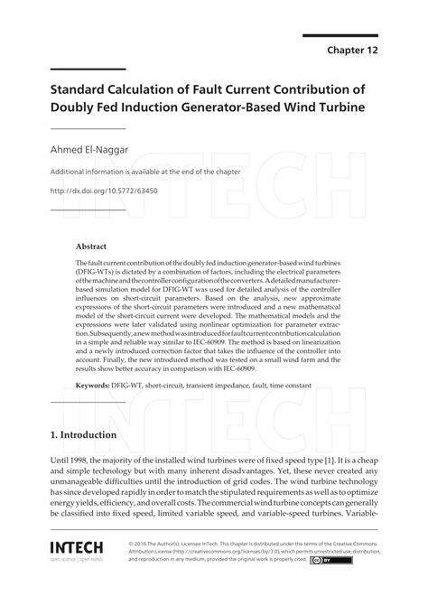 Pdf Standard Calculation Of Fault Current Contribution Of Doubly Fed