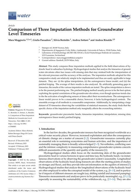 Pdf Comparison Of Three Imputation Methods For Groundwater Level Timeseries