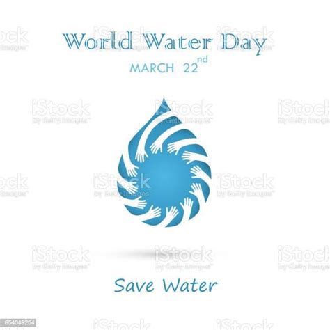 물 인간의 손 벡터 로고 디자인 서식 파일을 드롭 세계 물의 날 아이콘입니다 인사말 카드 및 포스터에 대 한 세계 물의 날 아이디어 캠페인 3월에 대한 스톡 벡터 아트 및