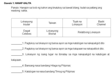 Gawain 1 HANAP SALITA Panuto Hanapin sa loob | StudyX
