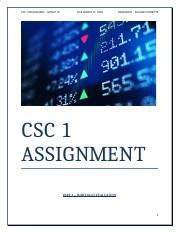 CSC 1 ASSIGNMENT ONE ADJUSTED Docx CSC 1 ASSIGNMENT GROUP 10 DUE MARCH 31 2020 PROFESSOR