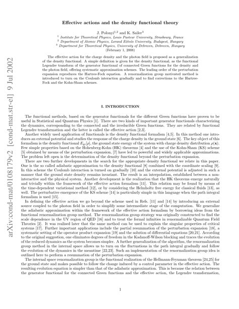 Pdf Effective Action And Density Functional Theory