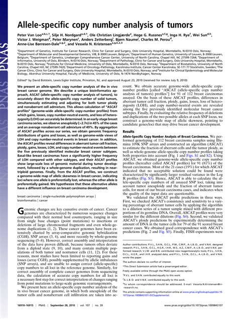 Pdf Allele Specific Copy Number Analysis Of Tumors
