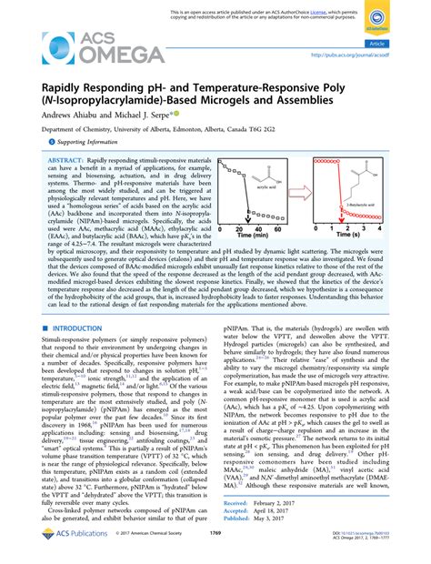 Pdf Rapidly Responding Ph And Temperature Responsive Poly N
