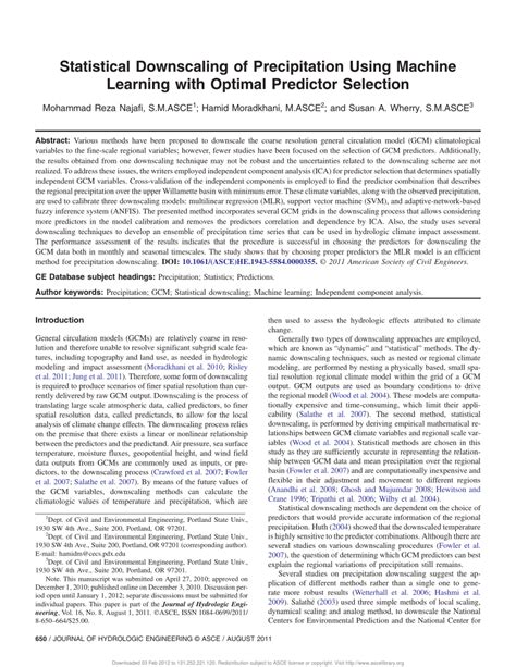 Pdf Statistical Downscaling Of Precipitation Using Machine Learning
