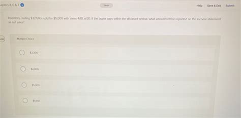 Solved Apters 4 687 Seved Help Save And Exit Submit Inventory