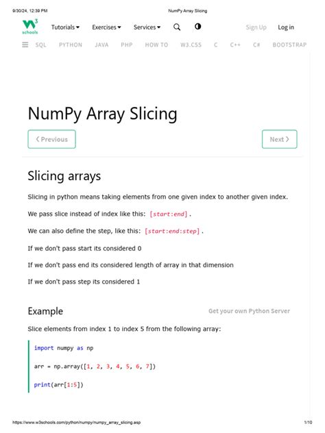 Numpy Array Slicing Pdf