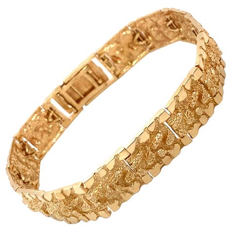 Vintage 1970s 14k Yellow Gold Nugget Bracelet For Sale At 1stdibs