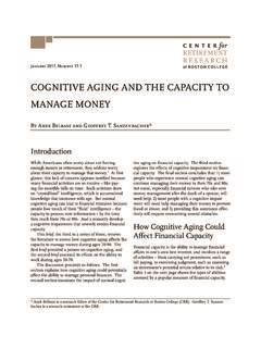 COGNITIVE AGING AND THE CAPACITY TO MANAGE Cognitive Aging And The Capacity To Manage Pdf