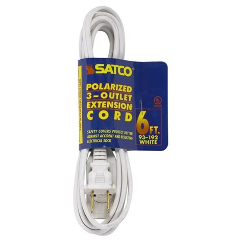 6 Ft Extension Cord 2 Prong 16 2 Gauge Spt 3 Outlets White — Wire
