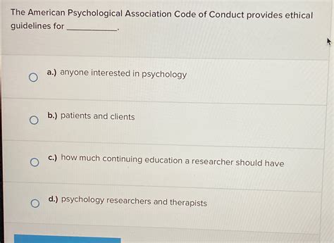 Solved The American Psychological Association Code Of