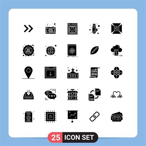 Set Of 25 Modern Ui Icons Symbols Signs For Highlight Usb Ready Token Security Editable Vector