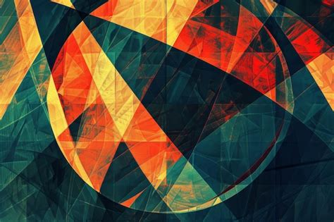 Colorful Abstract Painting Featuring A Circular Geometric Design In Vivid Hues A Geometric